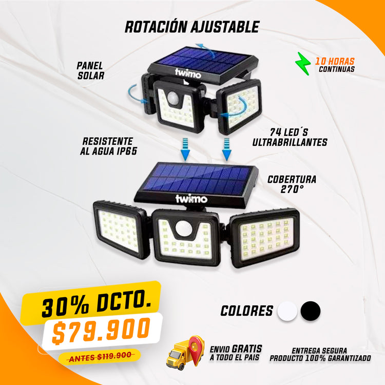 Lampara Solar Led Exterior Sensor Movimiento| Twimo Store